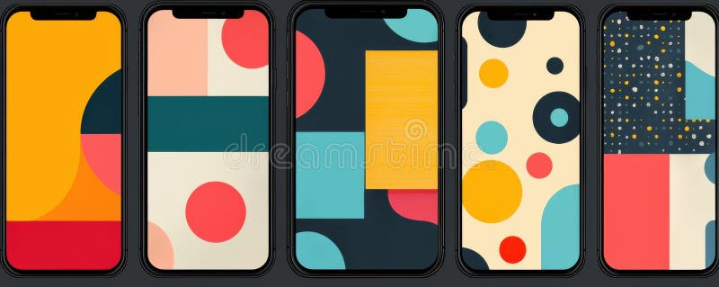 Colorful Geometric Patterns Displayed on Modern Smartphone Screens ...
