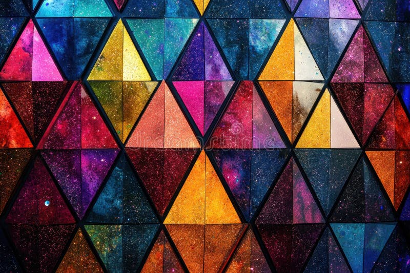Colorful Geometric Patterns with Galaxy Texture in Vibrant Design Stock ...