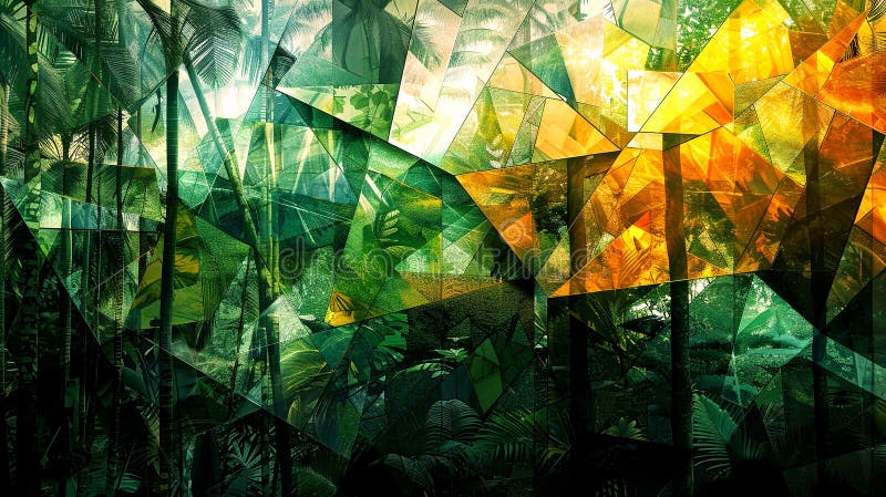Abstract Representation of a Vibrant Rainforest during Daylight Hours ...
