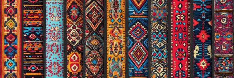 Colorful Geometric Patterns on Traditional Persian Rugs Display Stock ...