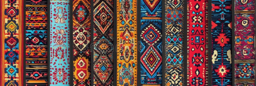 Colorful Geometric Patterns on Traditional Persian Rugs Display Stock ...