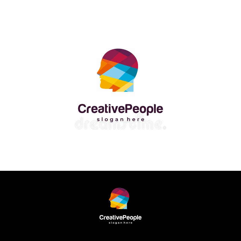 Colorful Geometric People Head Logo Design Modern Icon Template Stock ...