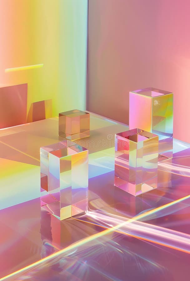 Colorful Geometric Prisms with Rainbow Reflections on Reflective ...