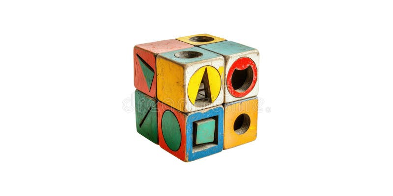 Colorful Geometric Puzzle Cube Toy Isolated Transparent Background ...