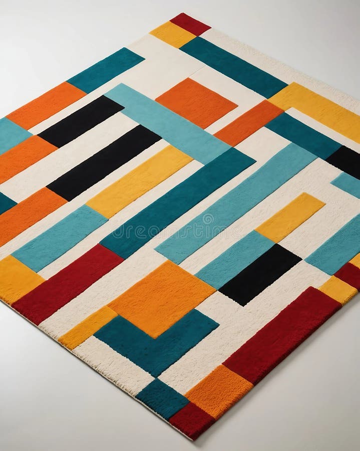 Colorful Geometric Rug with Bold Rectangular Patterns Stock Image ...