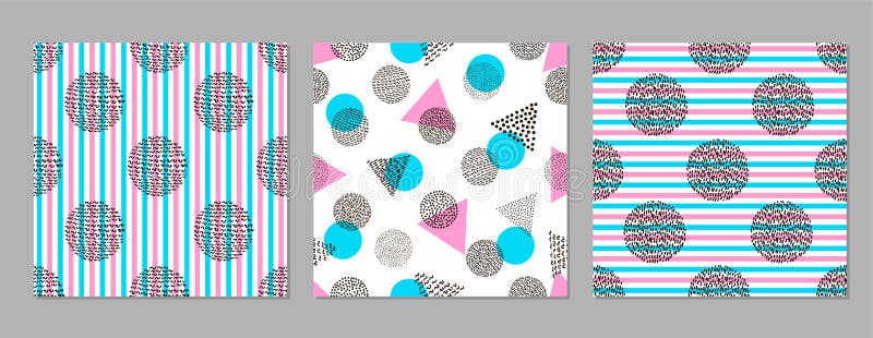 Colorful Geometric Seamless Patterns. Bright Backgrounds Stock Vector ...