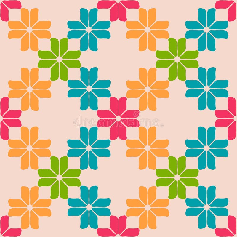 Colorful Geometric Seamless Repeat Pattern in Rainbow Colors on Cream ...