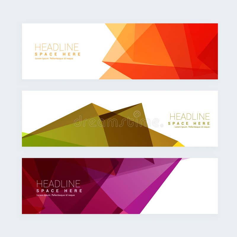 Colorful Geometric Set of Three Headers Stock Vector - Illustration of ...