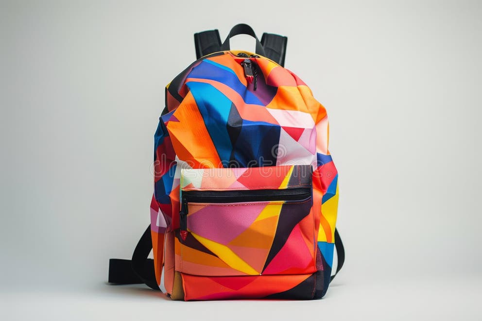 Colorful Geometric Shape Backpack Stock Illustration - Illustration of ...