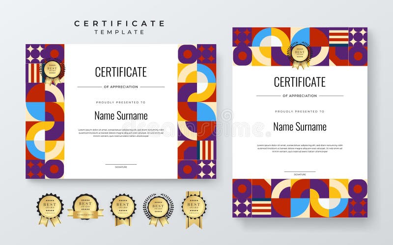 Colorful Geometric Shape Certificate of Appreciation Design with ...