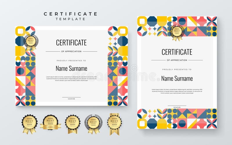 Colorful Geometric Shape Certificate of Appreciation with Modern Design ...