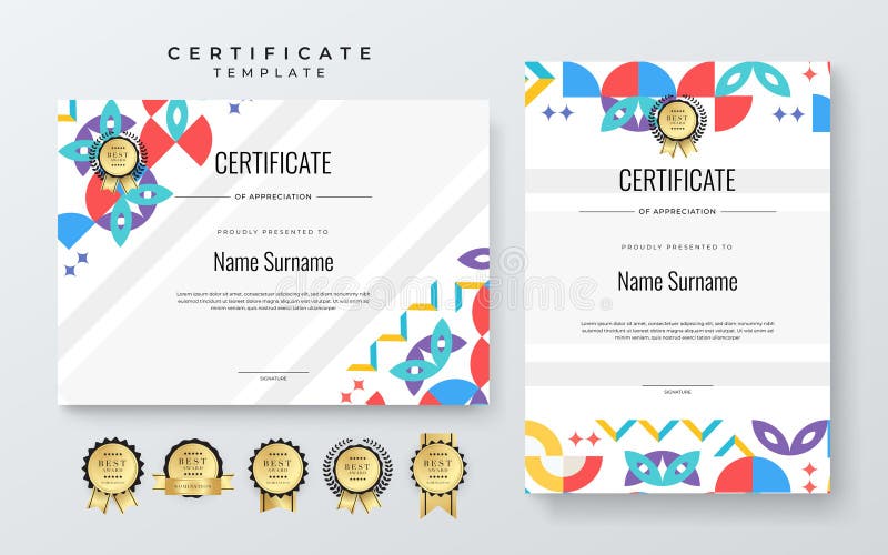 Colorful Geometric Shape Certificate Template with Geometric Design ...