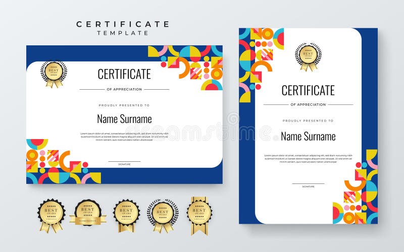 Colorful Geometric Shape Certificate Template with Modern Geometric ...