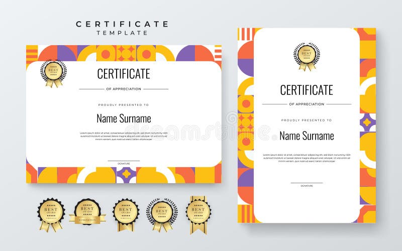 Colorful Geometric Shape Certificate Template with Modern Geometric ...