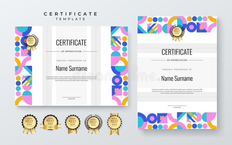 Colorful Geometric Shape Certificate Template with Modern Geometric ...