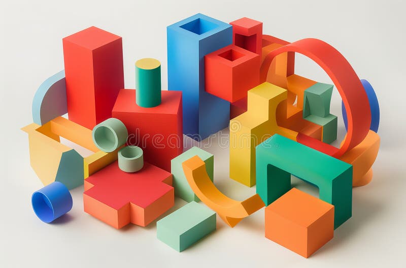 Colorful Geometric Shapes Arrangement Stock Photo - Image of ...