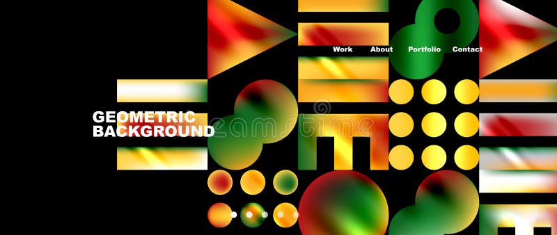 Colorful Geometric Shapes on Black Background for Visual Effects and ...