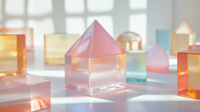 Colorful Geometric Shapes Casting Soft Shadows. Stock Photo - Image of ...