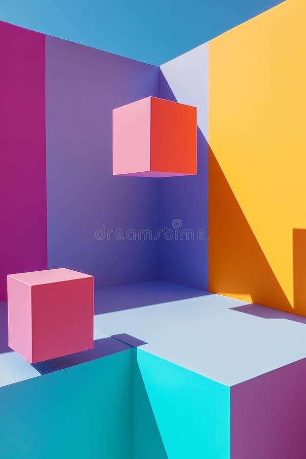 Colorful Geometric Shapes Displayed in Modern Abstract Art Setup Stock ...