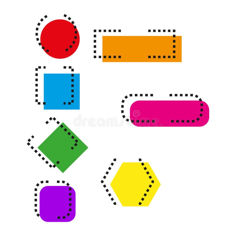 Colorful Geometric Shapes. Dotted Line Outlines. Modern Vector Design ...