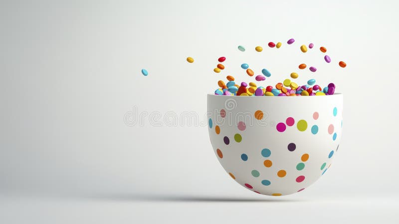 Colorful Geometric Shapes Exploding from White Hemisphere Shape Stock ...