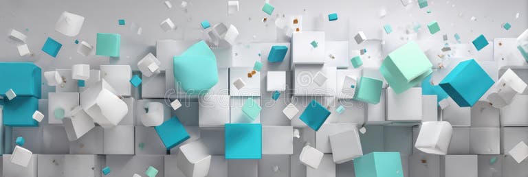 Colorful Geometric Shapes Float Above a White Background Creating a ...