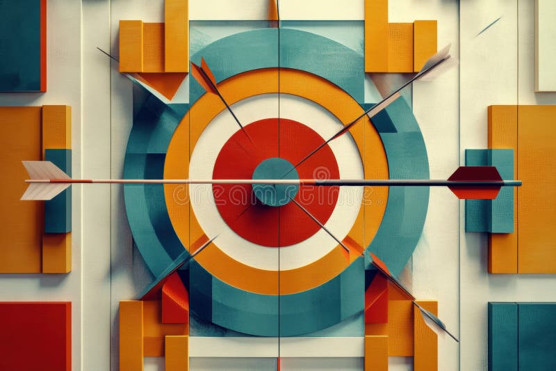 Modern Art Representation of a Target with Arrows, Showcasing Vibrant ...