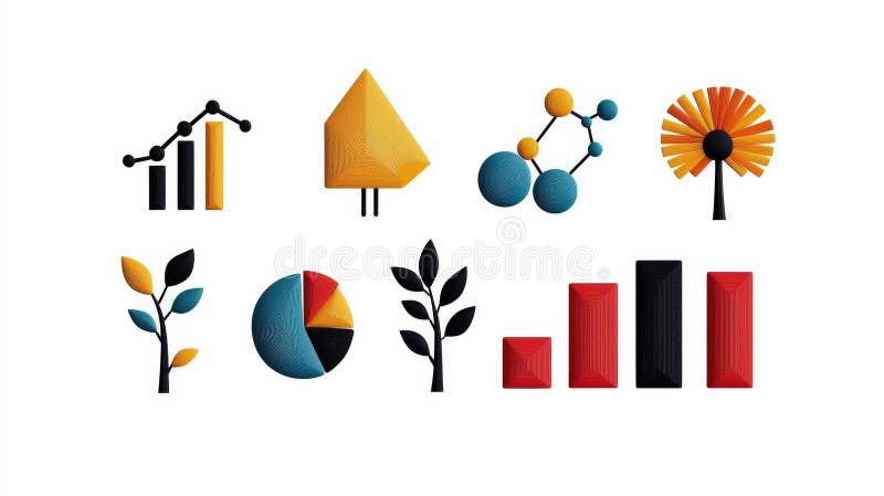 Colorful Geometric Shapes and Graphs Design Stock Illustration ...