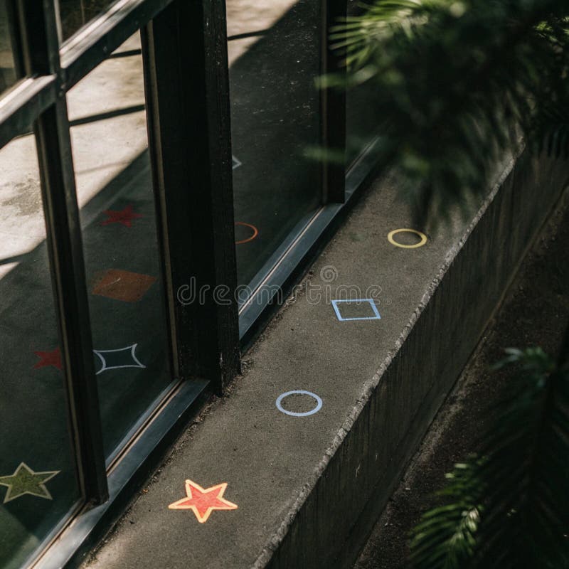 Colorful Geometric Shapes Painted on a Window Sill Stock Photo - Image ...