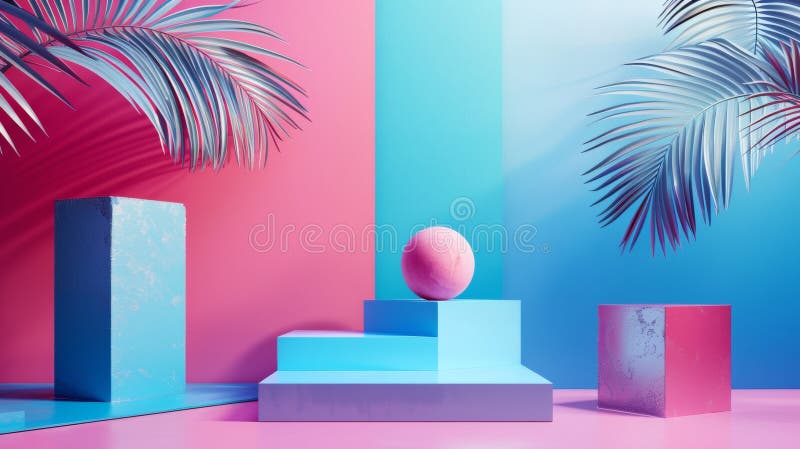 Colorful Geometric Shapes and Palm Leaves Stock Photo - Image of split ... Colorful Geometric Shapes and Palm Leaves Stock Photo - Image of split ...