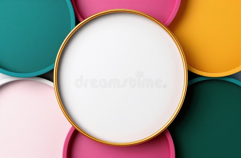 Colorful Geometric Shapes and a Round Mirror Stock Illustration ...