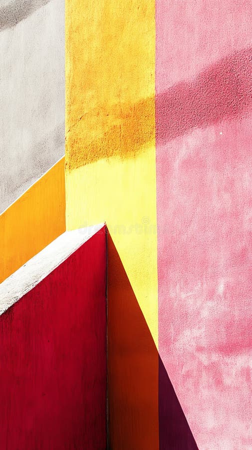 Colorful Geometric Shapes with Shadows on Urban Wall Surface Stock ...