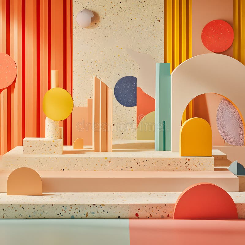 Colorful Geometric Shapes in a Vibrant Setting Stock Illustration ...