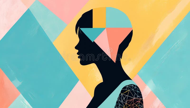 Colorful Geometric Silhouette with Triangular Patterns and Abstract ...