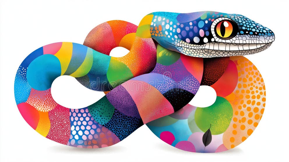 Colorful Geometric Snake with Abstract Patterns and Vibrant Design ...