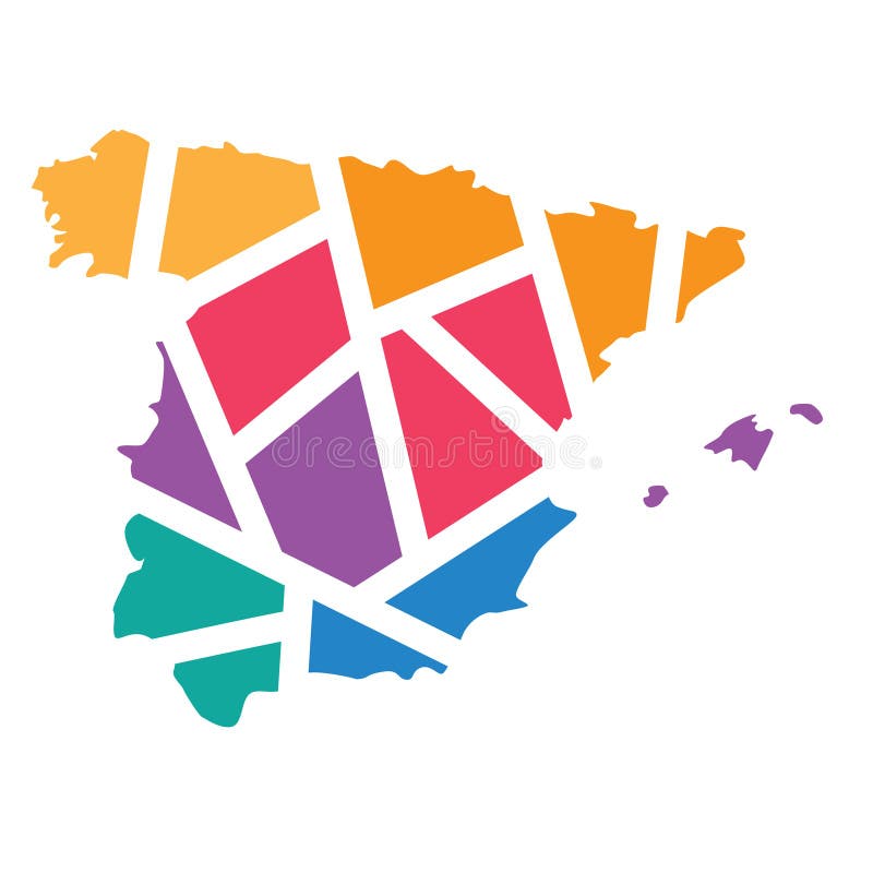 Colorful Spain Political Map with Clearly Labeled, Separated Layers ...