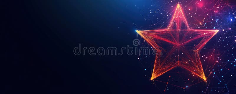 Colorful Geometric Star Shape with Glowing Lines and Particles on Dark ...