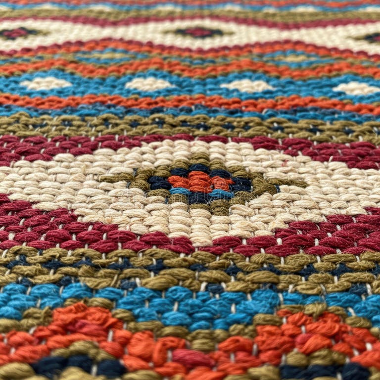 Colorful Geometric Tapestry Pattern with Intricate Woven Texture Stock ...