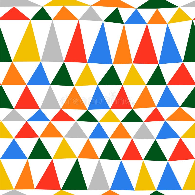 Colorful Geometric Triangle Shape Flat Cartoon Seamless Pattern Stock ...