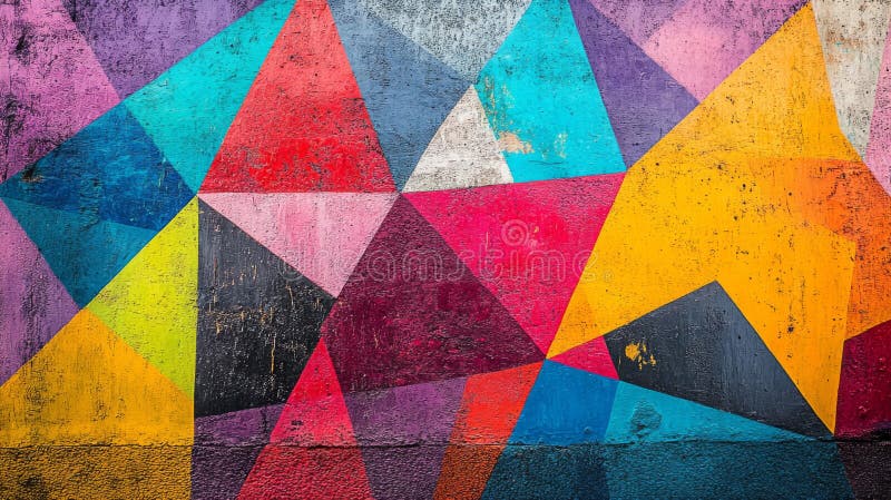 Colorful Geometric Triangle Wall Art Stock Illustration - Illustration ...