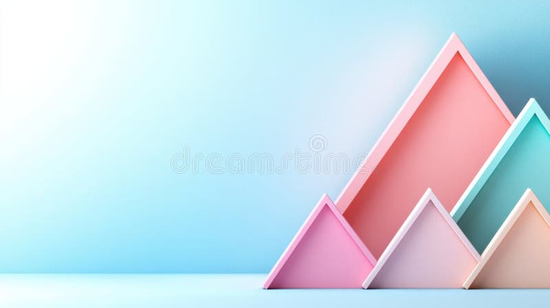 Colorful Geometric Triangles Against a Soft Blue Gradient Background ...