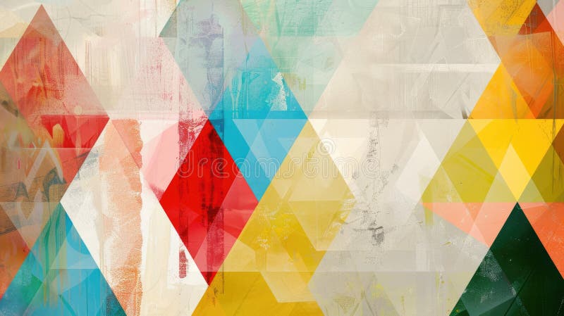 Colorful Geometric Triangles in Overlapping Pattern. Abstract Artwork ...
