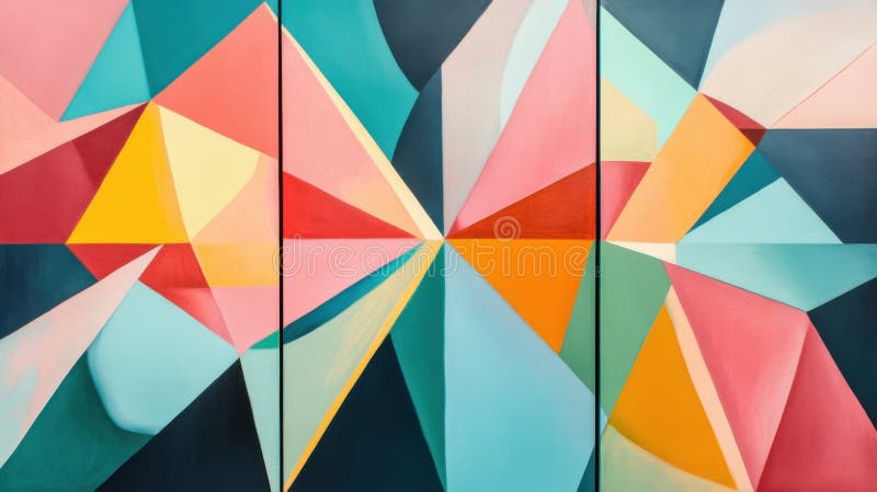 Colorful Geometric Triptych: a Striking Three-panel Stock Image - Image ...