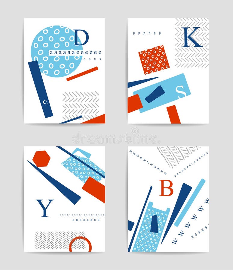Colorful Geometric and Typography Template Set Stock Illustration ...