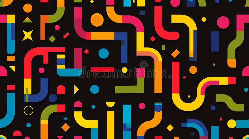 Colorful Geometric Vector Pattern with Numbers and Letters, Perfect for ...