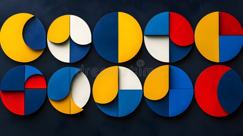 Colorful Geometric Wall Art Display in Circles. Stock Illustration ...