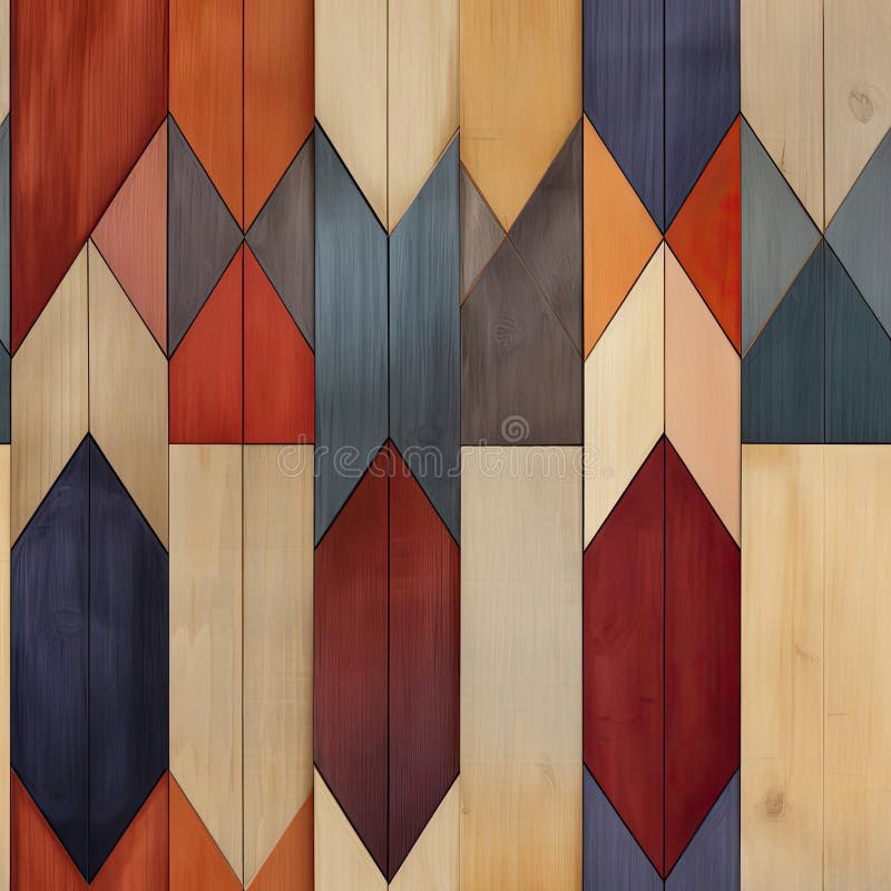 Colorful Geometric Wood Pattern on a Wall (tiled) Stock Illustration ...