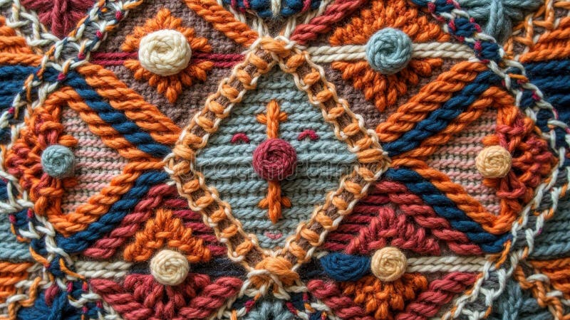 Colorful Geometric Yarn Pattern in Intricate Craftwork Design Stock ...