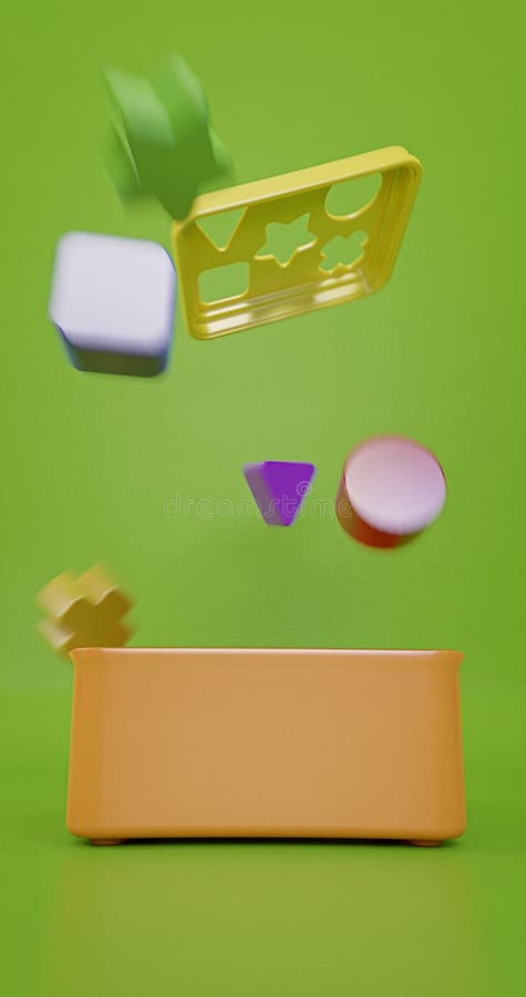 Colorful Geometry Toy Box. Children Game. 3D Illustration Stock ...