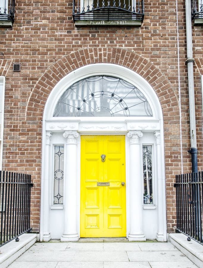 Colorful Georgian Doors in Dublin (yellow) Stock Image - Image of front ...